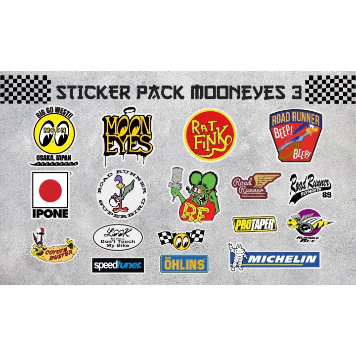 STICKER PACK MOONEYES 3 / STICKER MOTOR / STICKER HELM / STICKER ...