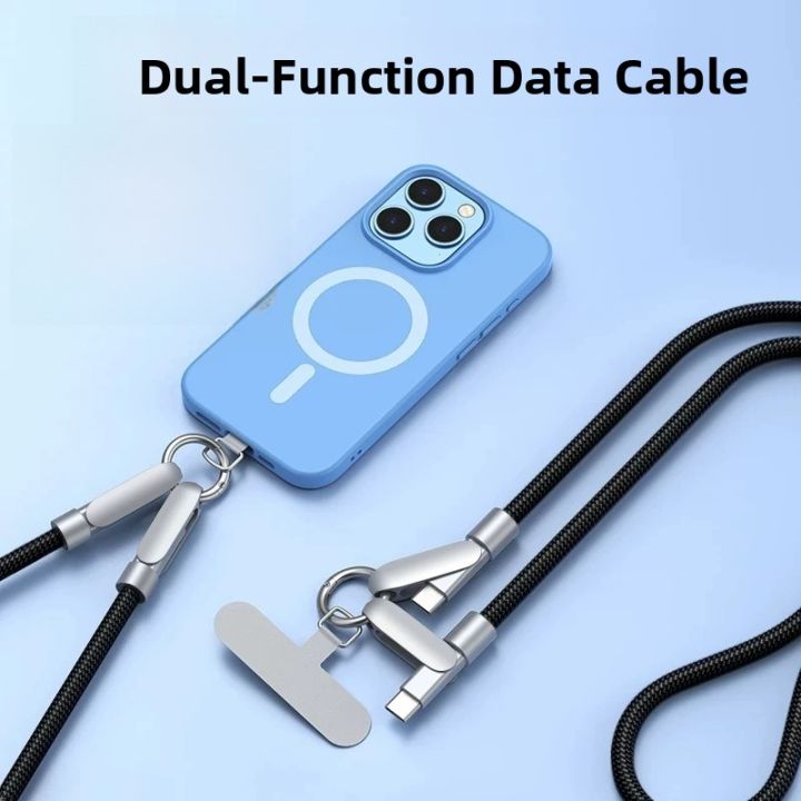 Portable Rotating Lanyard Data Cable Dual Type-C Universal Quick Charge ...