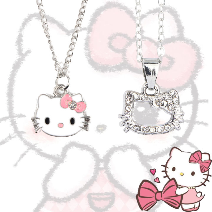 Anime Cartoon Sanrio Hello Kitty Pendant Necklaces Fashion Bow Cute Cat ...