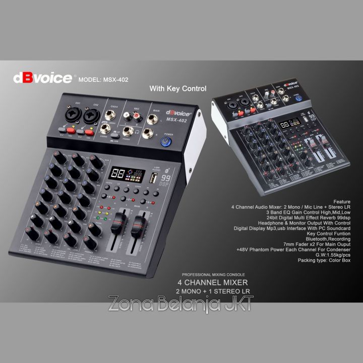 MIXER DBVOICE MSX 402 4 CHANNEL USB BLUETOOTH 99 DSP EFEK VOKAL MIXER ...