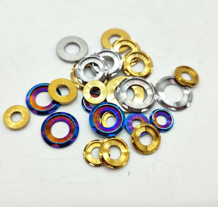 Vitaltitanium เกรด5ไทเทเนียมเครื่องซักผ้า M5 M6 M8 M10ตกแต่งปะเก็น Spacer แฟนซีเครื่องซักผ้า ...