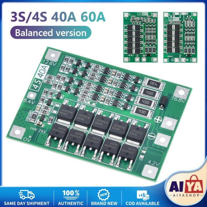 BMS 3S 12V 40A Balancer 18650 Lithium Battery Protection Board 3S BMS ...
