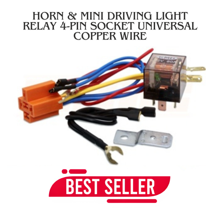 HONDA XRM 125 Horn & Mini Driving Light Relay 4-Pin Socket Universal ...