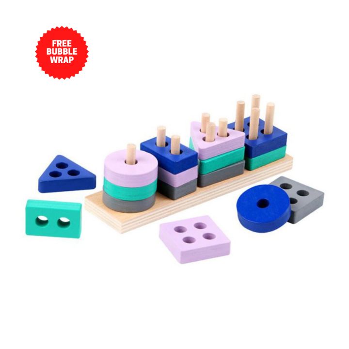 Basic Shape Board Mini | Long Geometric Sorter | Wooden Toys | Papan ...