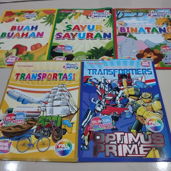 Buku Anak Mewarnai dan Belajar Huruf / Buku Mewarnai Transformers ...