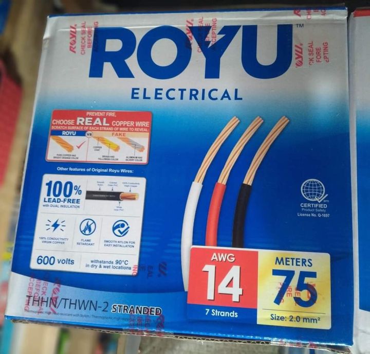 NEW ROYU 75 meters Stranded Wire THHN/THWN 2. # 14 & # 12. | Lazada PH