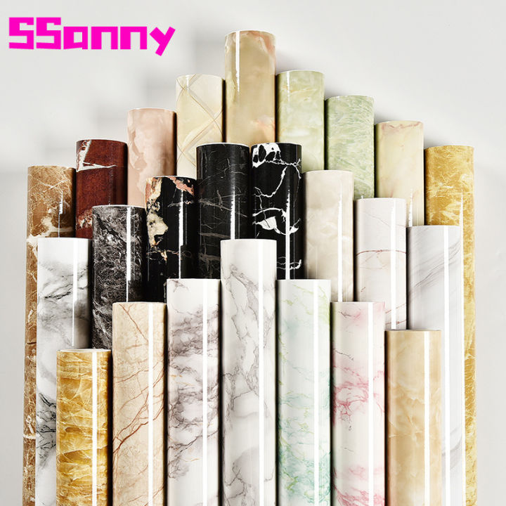 Marble wallpaper kitchen PVC anti-oil heat-resistant stickers self ...