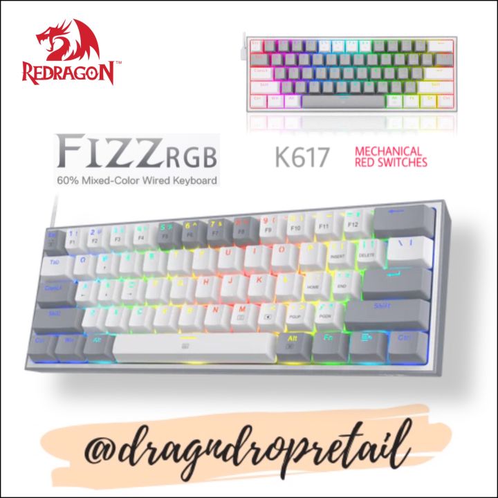 Redragon FIZZ K617 Wired RGB 60% Gaming Keyboard, 61 Keys Compact ...