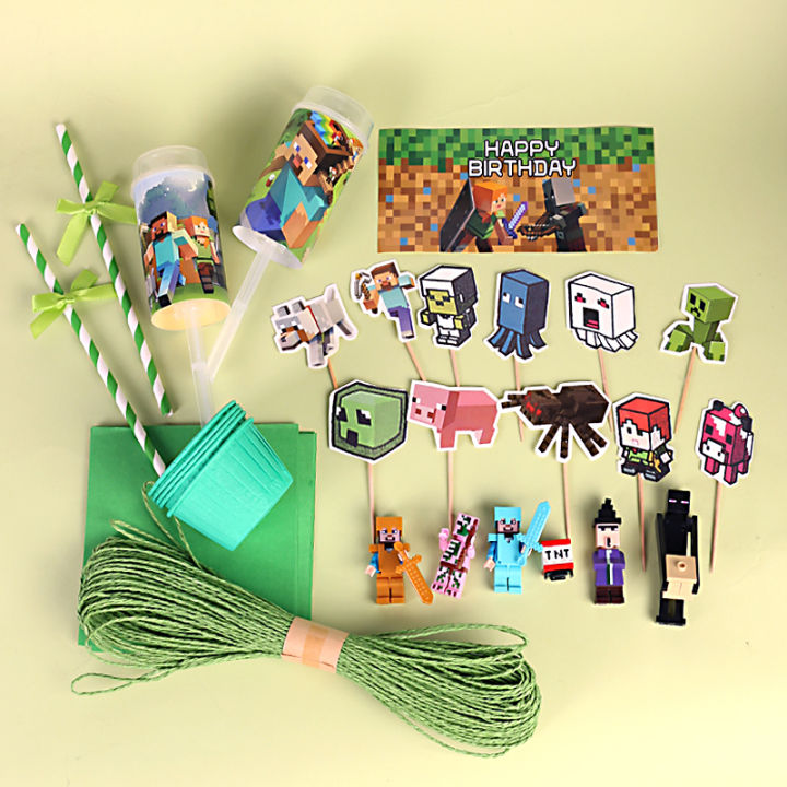 Minecraft Birthday Party Decoration Plugin Push Pop Cake Topper ...