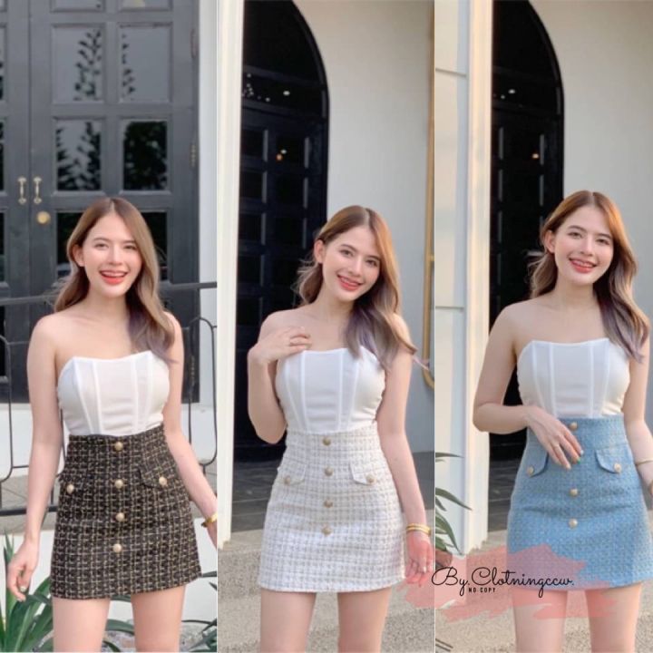 🔥 Jessica tweet skirt กระโปรงผ้าทวิตชาแนล ผ้าอย่างดี 🔥 | Lazada.co.th