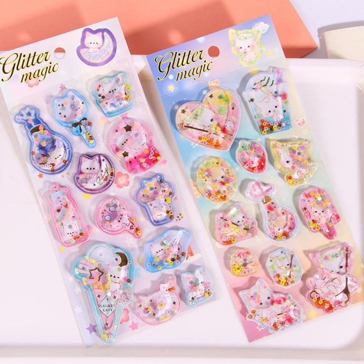 สติกเกอร์น้ำ 3 มิติ ลายการ์ตูนน่ารัก สีสันสดใส แบบไดนามิก สำหรับตกแต่ง ...