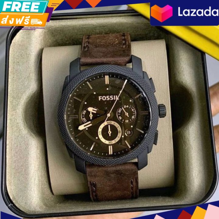 นาฬิกาข้อมือ Fossil Machine Mid-Size chronograph Brown Leather belt FS4656 ขนาด42 มม. | Lazada.co.th