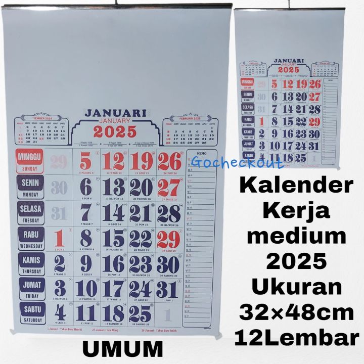 Kalender dinding 2025 kalender Angka kalender kerja ukuran 32×48cm ...