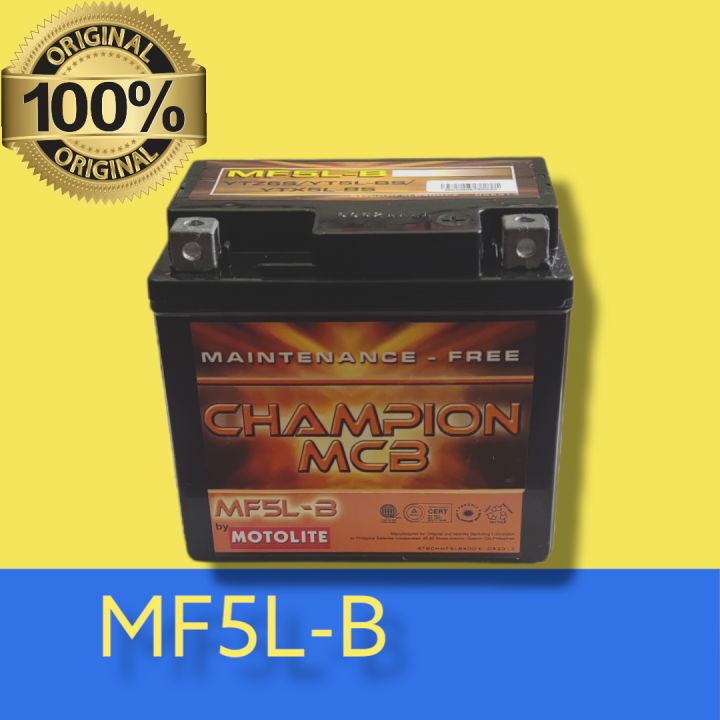 Honda Click 125/150 MF5L-B CHAMPION MOTORCYCLE BATTERY | Lazada PH