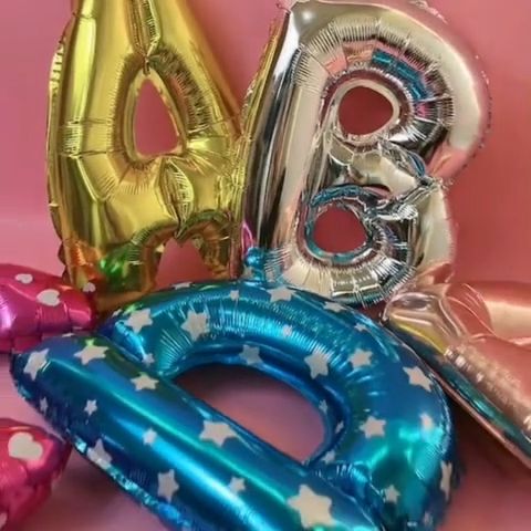(Gifts Home) Balon foil huruf 40cm abjad warna silver gold biru pink ...