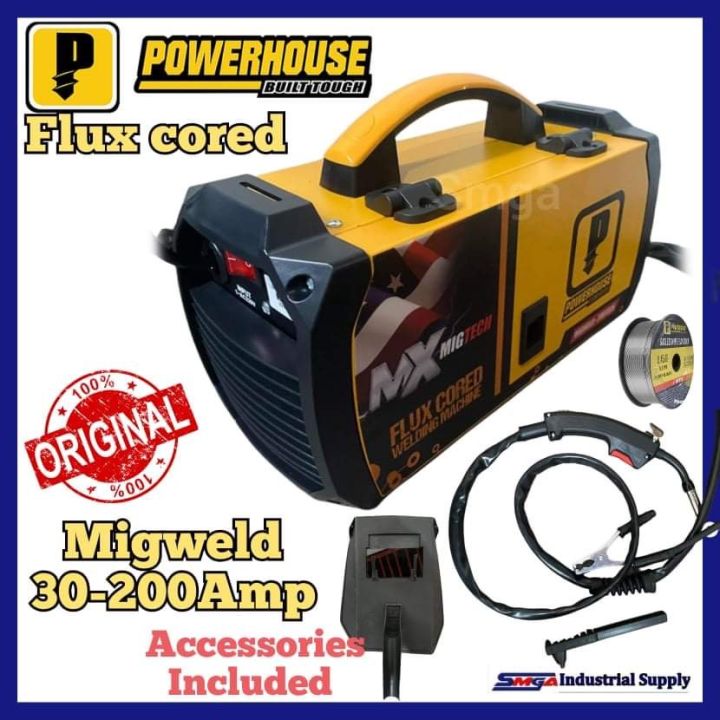 POWERHOUSE MIGWELD-200TECH Gasless MIG Inverter Flux Cored Welding ...