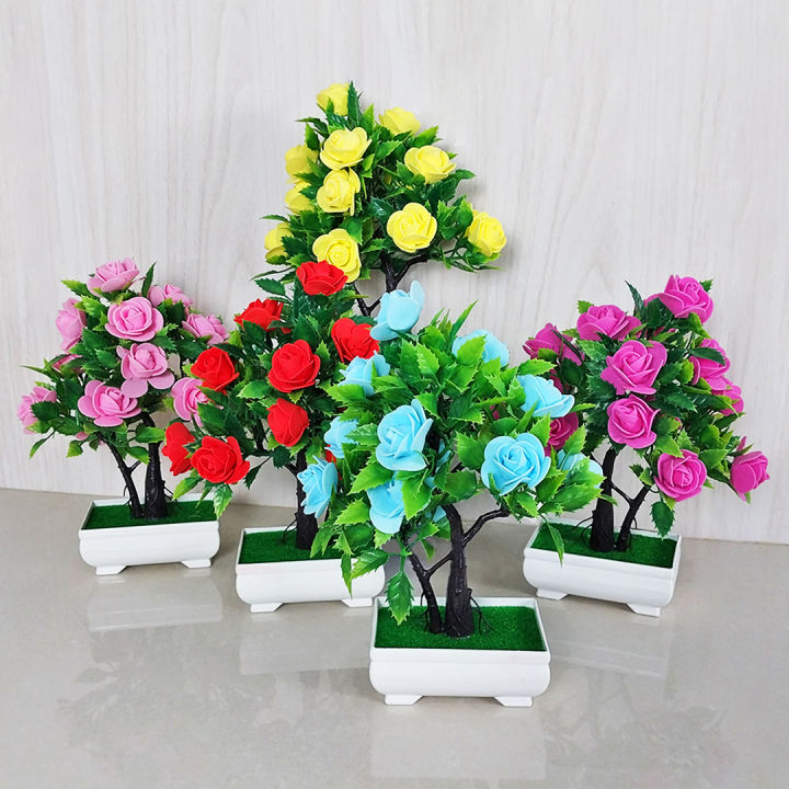 Sampai7an PBP134 / Pot Bunga Mawar Plastik Tanaman Artificial Hiasan ...