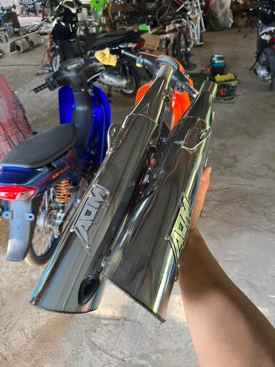 ท่อ AOM RAcing wave 125 ชุปเลส/โครเมี่ยม มีสเปคให้เลือก ไส้แข่ง อะไหล่ ...