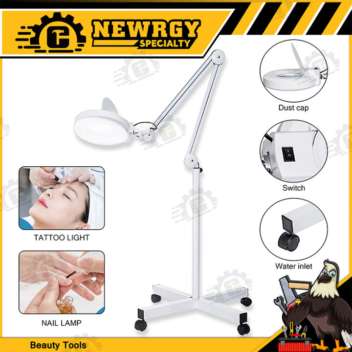 8X Rolling Floor Stand Adjustable Magnifying Lamp Beauty Mag Light ...