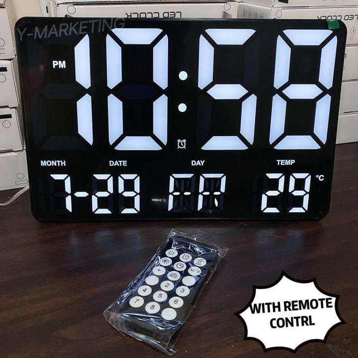 (0717) LED LARGE Display Digits With Remote Control Alarm Clock Wall ...