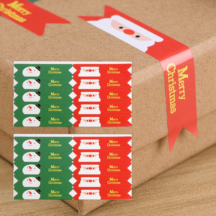 5/10Sheets Christmas Label Sticker Strip Type Gift Box Bags Packing ...