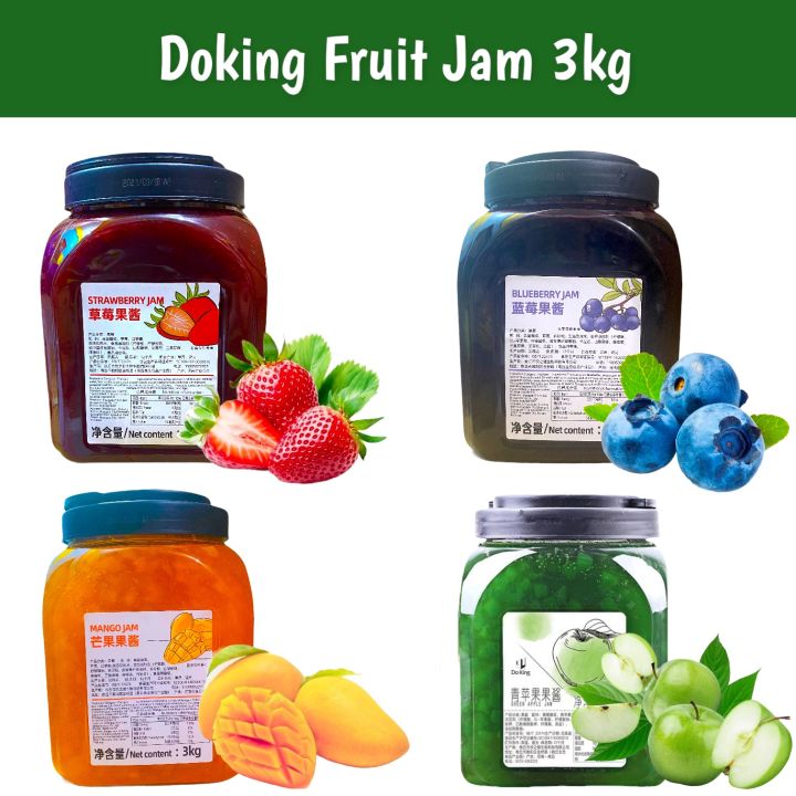 Doking Jam 3kg Strawberry, Mango, Blueberry For Milktea, Bread or Cake ...