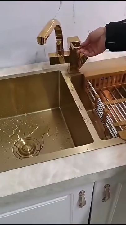 KITCHEN SINK 8245 STAINLESS SUS 304 EMAS/BAK CUCIAN PIRING EMAS ...