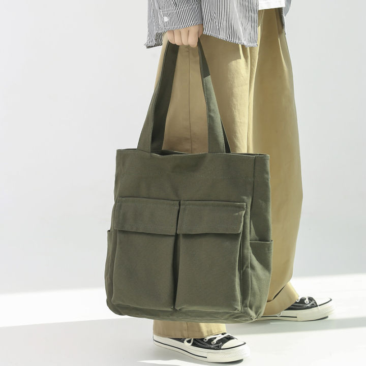 Japanese-Style Retro Canvas Bag Men's Large Capacity Handbag Work ...