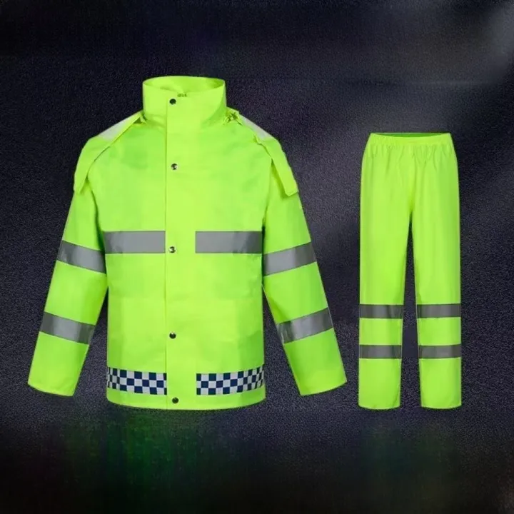 Reflective Fluorescent Rain Suit Set Separate Pants Jacket Safety ...