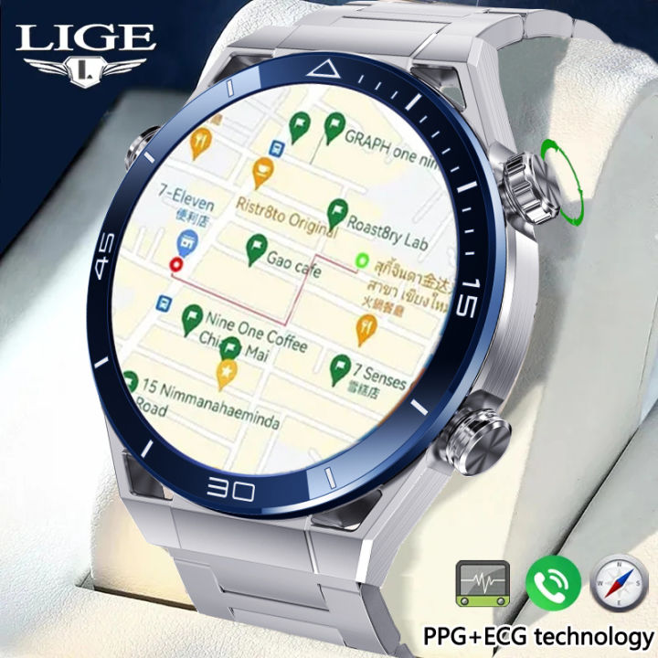 LIGE PPG+ECG Smart Watch Men Outdoor Sport Fitness Bracelet Waterproof ...