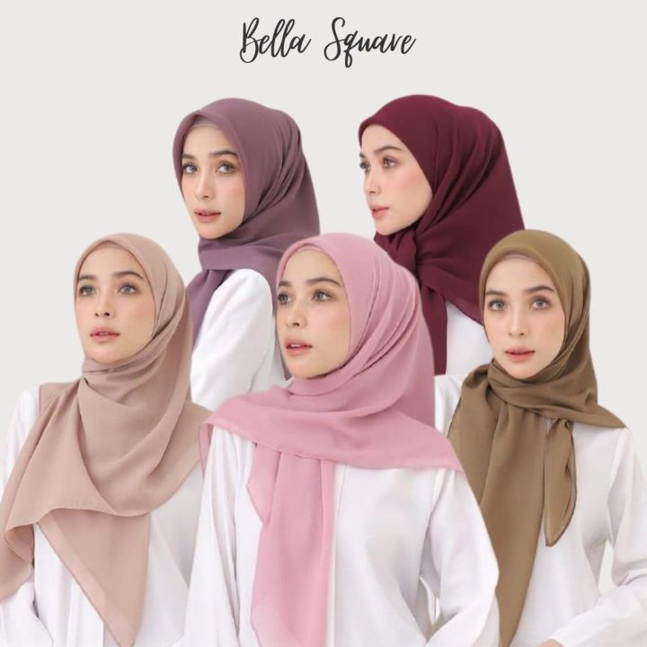jilbab bella square/hijab bella square polycotton | Lazada Indonesia