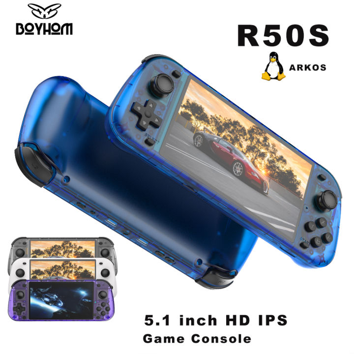 BOYHOM NEW R50S Retro Handheld Video Game Console Linux System 5.1 Inch ...