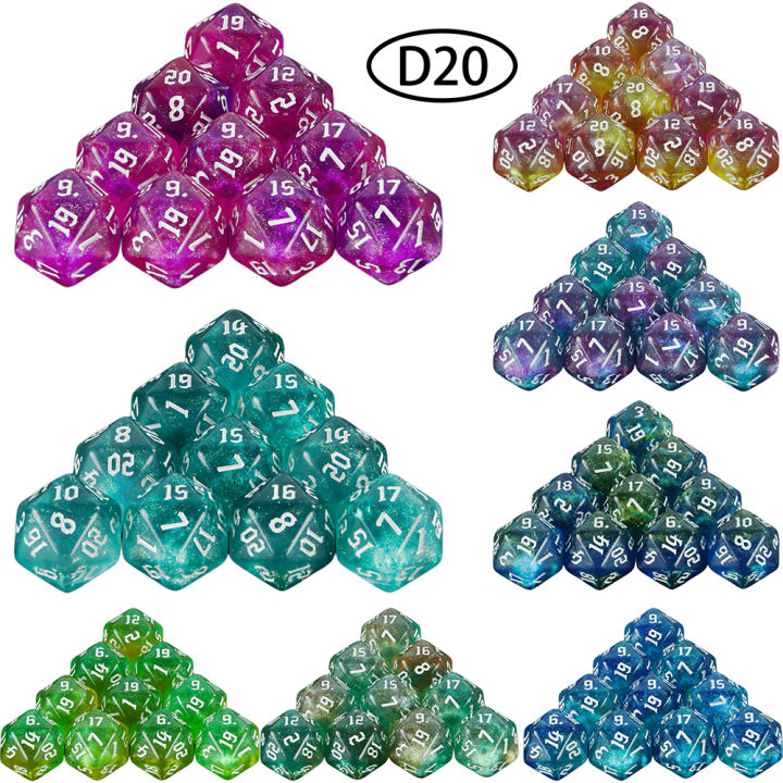 20 Sided Mixed Colours Polyhedral Dice D20 Amazing Glitter Dice for RPG ...