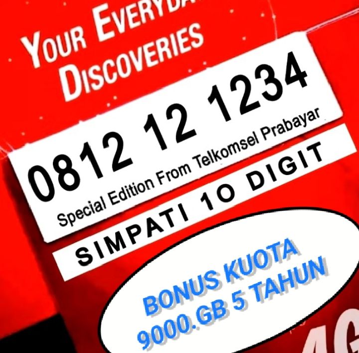 promo Kartu cantik Telkomsel 10 digit bonus kuota 9000.GB 5 tahun ...