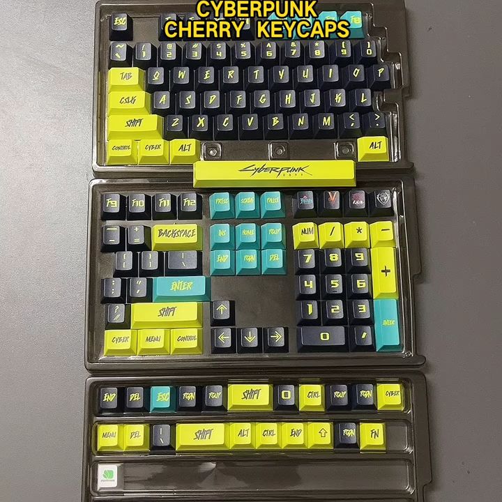Cyberpunk 107 + 23 Set Keycaps Sublimasi Celup PBT Penuh untuk Keyboard ...