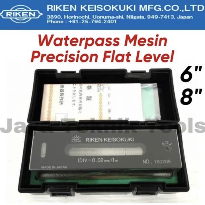 Waterpass Riken Keisokuki 6" 8" Precision Flat Level Water Pass Mesin ...