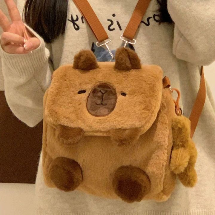 Capibara Bag Women's Plush Cute Versatile Cartoon Capybara College ...