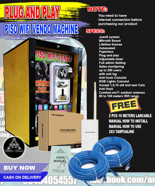 PISO WIFI VENDO MACHINE COMPLETE SET WITH COMFAST EW71 OUTDOOR ANTENNA ...