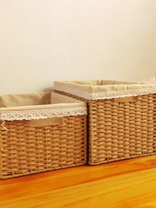 Woven Rattan Storage Box Living Room Entrance Clothing Basket Home Use ...
