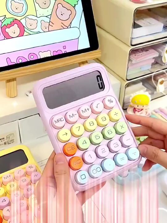 Ins Korean Dopamine Color Calculator 12 Digits Large Display Mechanical ...