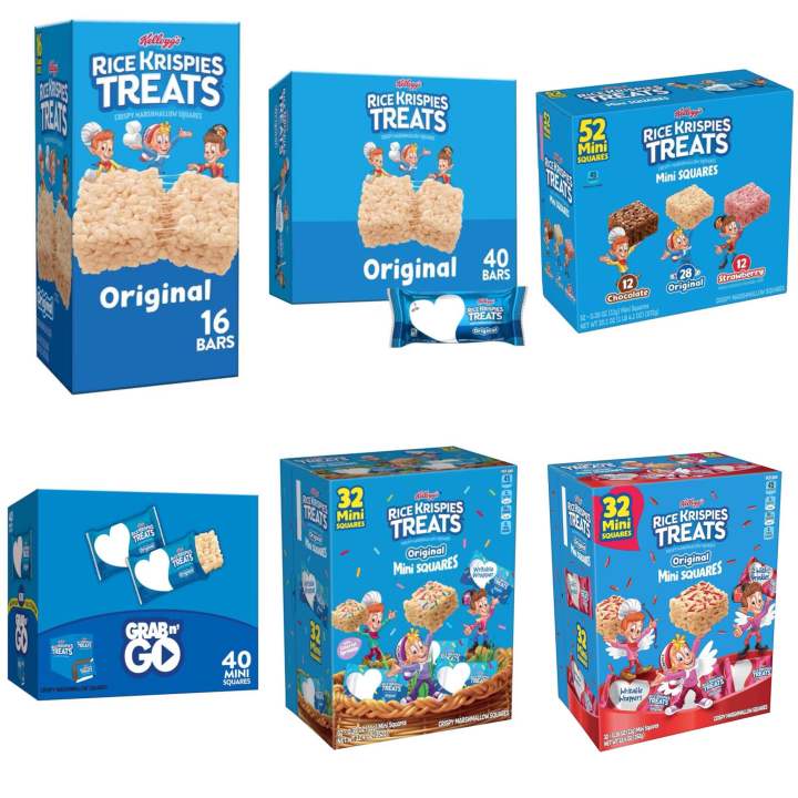 Kellogg’s Rice Krispies Treats 16 32 40 52 bar box variety pack mini ...