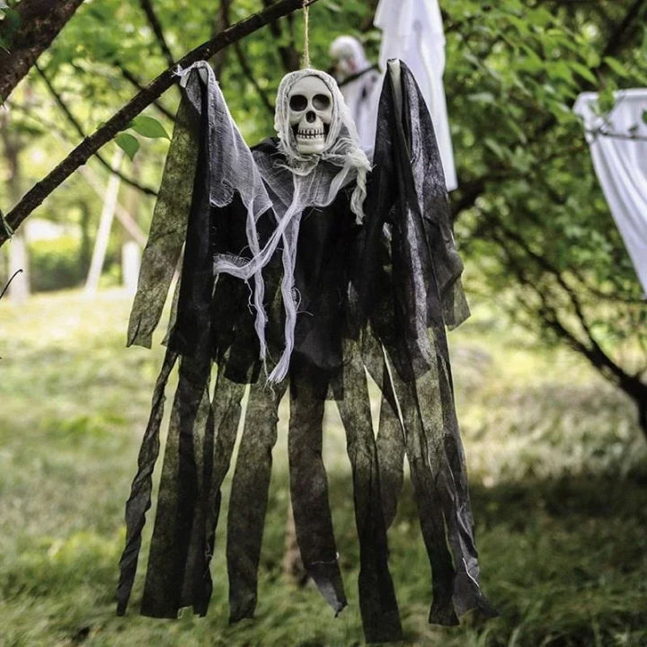 1-3PCS Halloween Hanging Ghost Decorations Skull Scary Gauze Fabric for ...