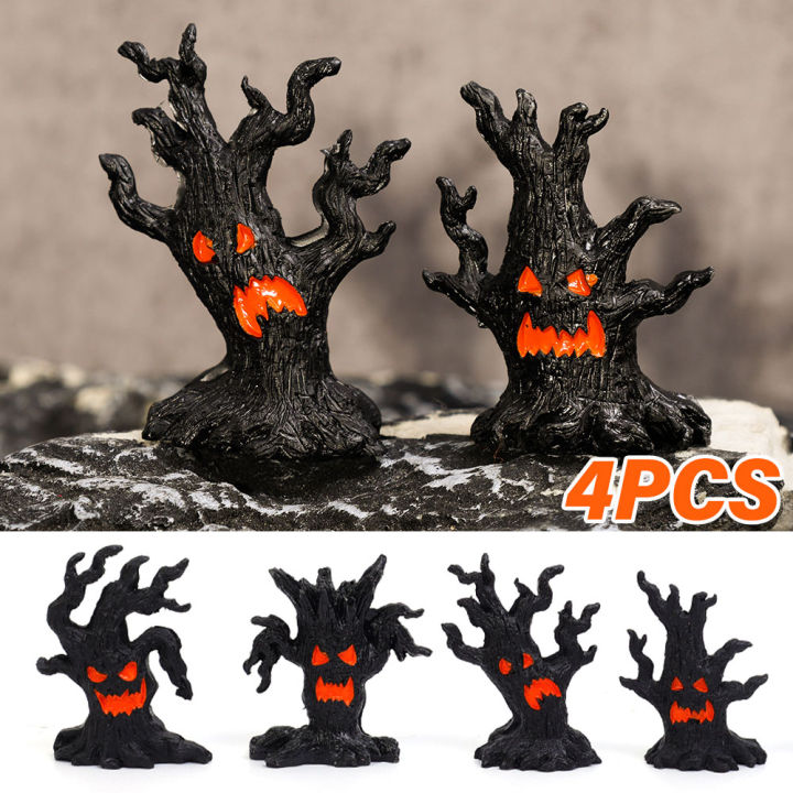YESPERY 4pcs Halloween Horror Atmosphere Ghost Tree Stumps Desktop ...