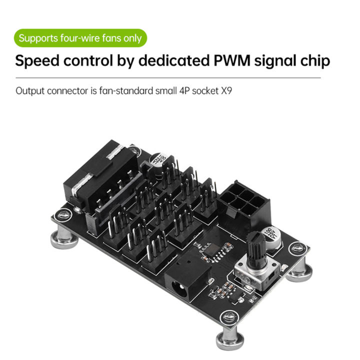 Computer Chassis PWM Violent Fan Speed Controller 9-way High-power Fan ...