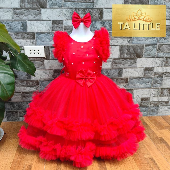 Kids Gown Pearl Trendy 2 Layer Raffles | Lazada PH