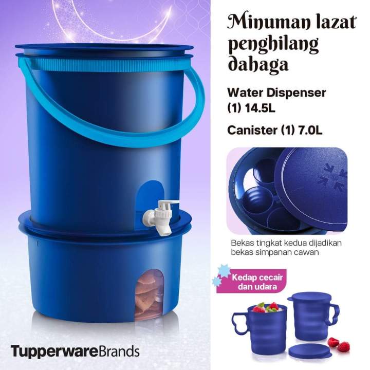 Water Dispenser Tupperware Royale Blue Big 14.5L Canister 7L Raya Puasa ...
