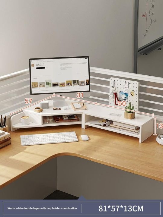 Desktop Computer Monitor Stand Office Workstation Triangular Storage ...