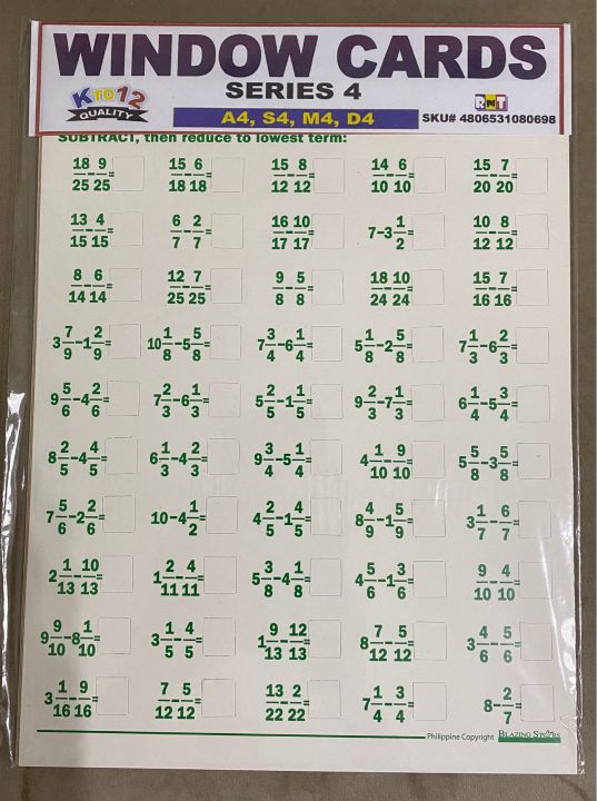 4 pcs Window Cards Series 4 Set (A4, S4, M4, D4) | Lazada PH