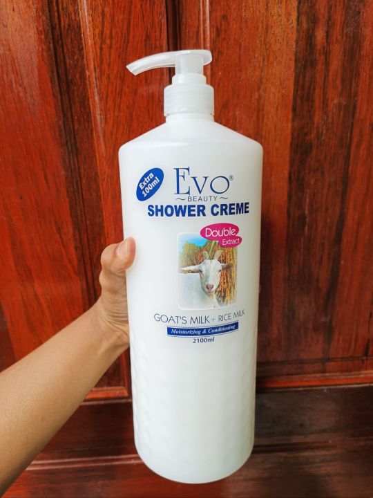EVO :SHOWER CREAM แท้% ครีมอาบน้ำนมแพะผสมน้ำนมข้าวขนา2100ml.Exp:JUN ...