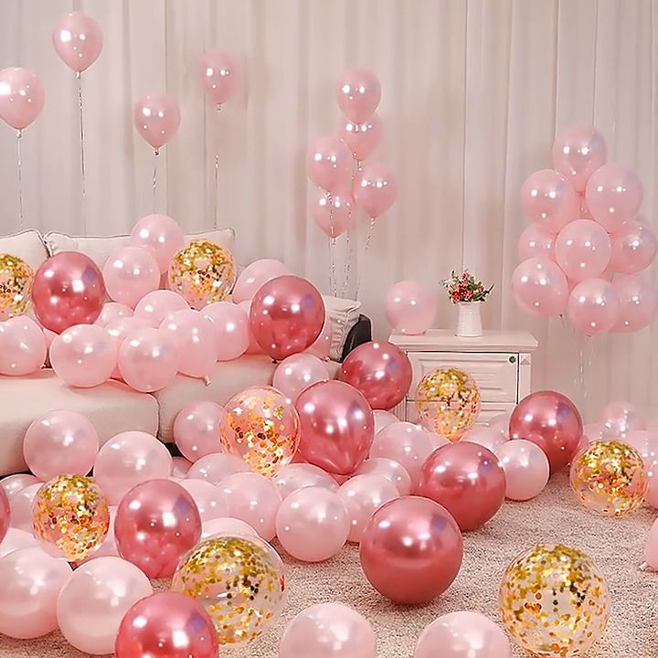 Happy Time 50pcs Pink Balloons Set Party Supplies Adult Anniversary ...